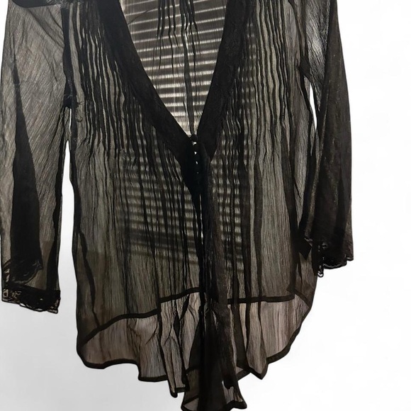 Love Stitch | Tops | Whimsigoth Love Stitch Blacksheer Crinkle Tie Top ...